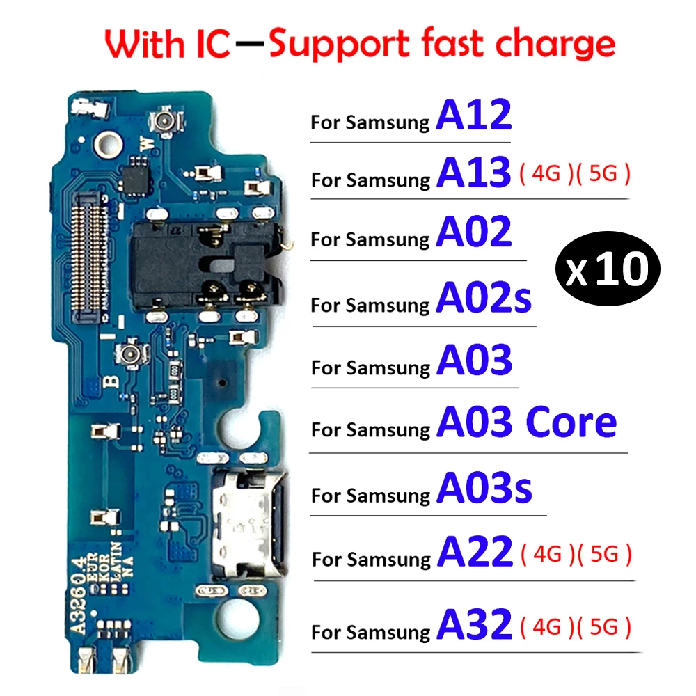 10Pcs USB Charge Port Dock Connector Charging Board Flex Cable For Samsung A03 Core A02 A02s ...