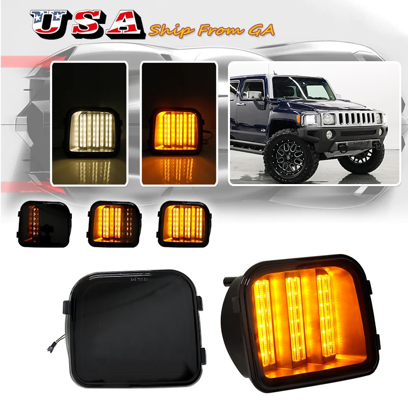 2PCS White LED Halo Driving Light/Amber Sequential Blink LED Front Turn ...