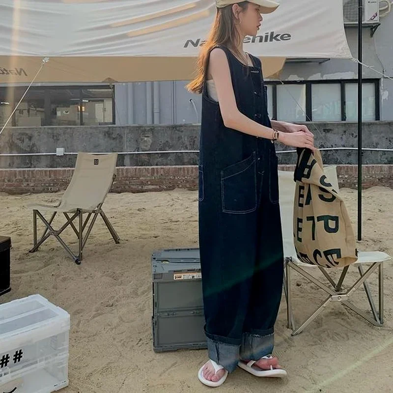 Monos-vaqueros-sin-mangas-para-mujer-peto-holgado-informal-coreano-de ...