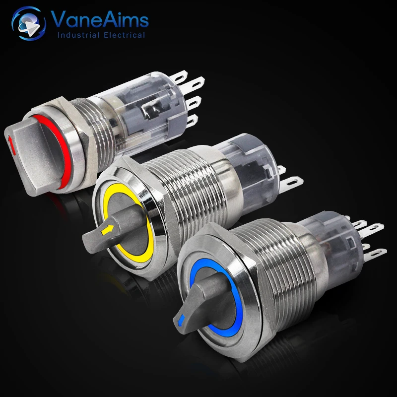 16/19/22MM Rotary Switch Knob 2/3 position Momentary Latching ...