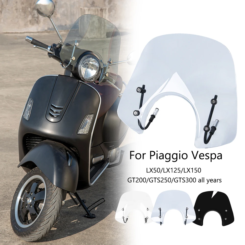 Scooter-Windshield-Wind-Screen-For-Piaggio-Vespa-LX50-LX125-LX150-GT200 ...