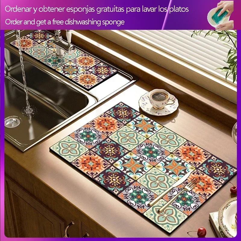 Kitchen-Mat-Drain-Pad-Dish-Drainer-Absorbent-Dish-Drying-Mat-Drain-Rug ...