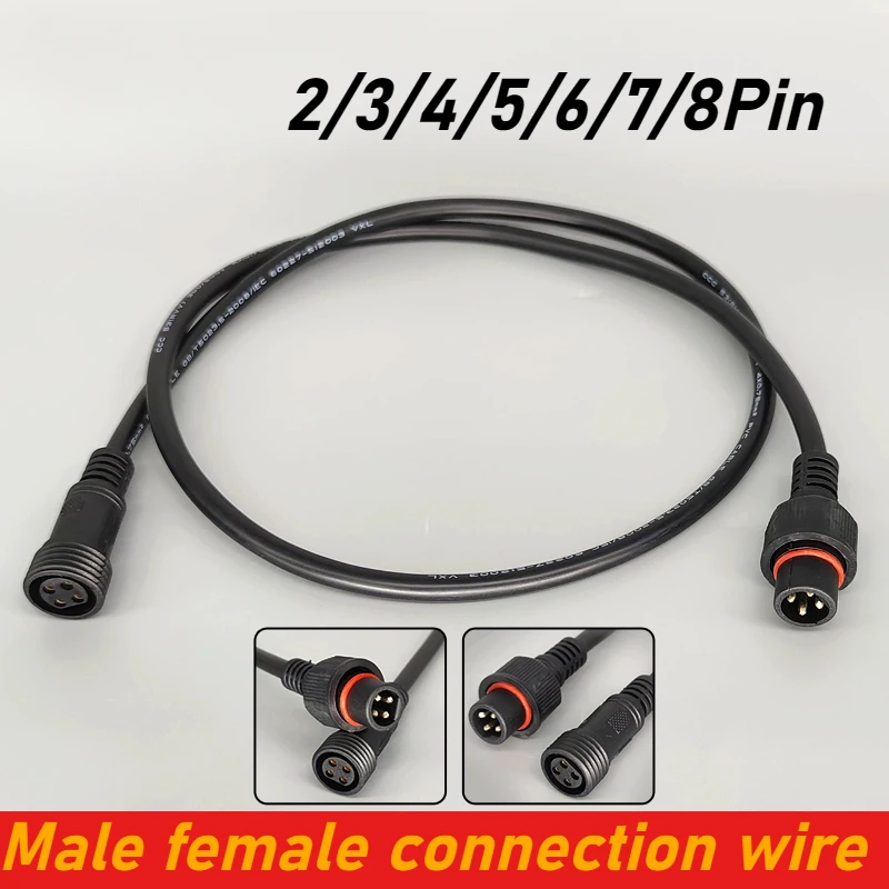 IP67 Waterproof 2 3 4 5 6 7 8 Pin Connector Male Female Extension Line ...