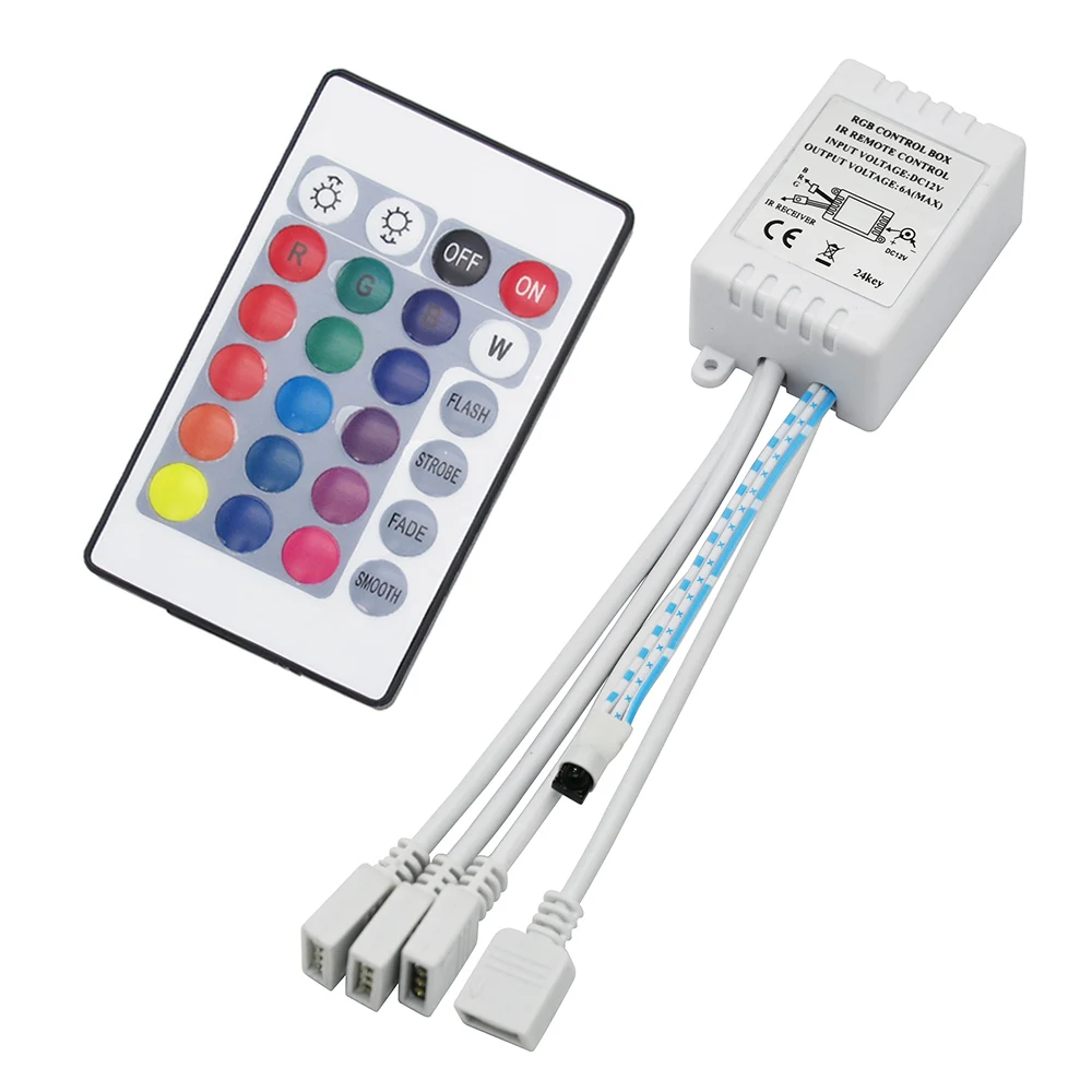 Duplo/três/quatro saída mini controle rgb dimmer 24key ir remoto dc12v ...