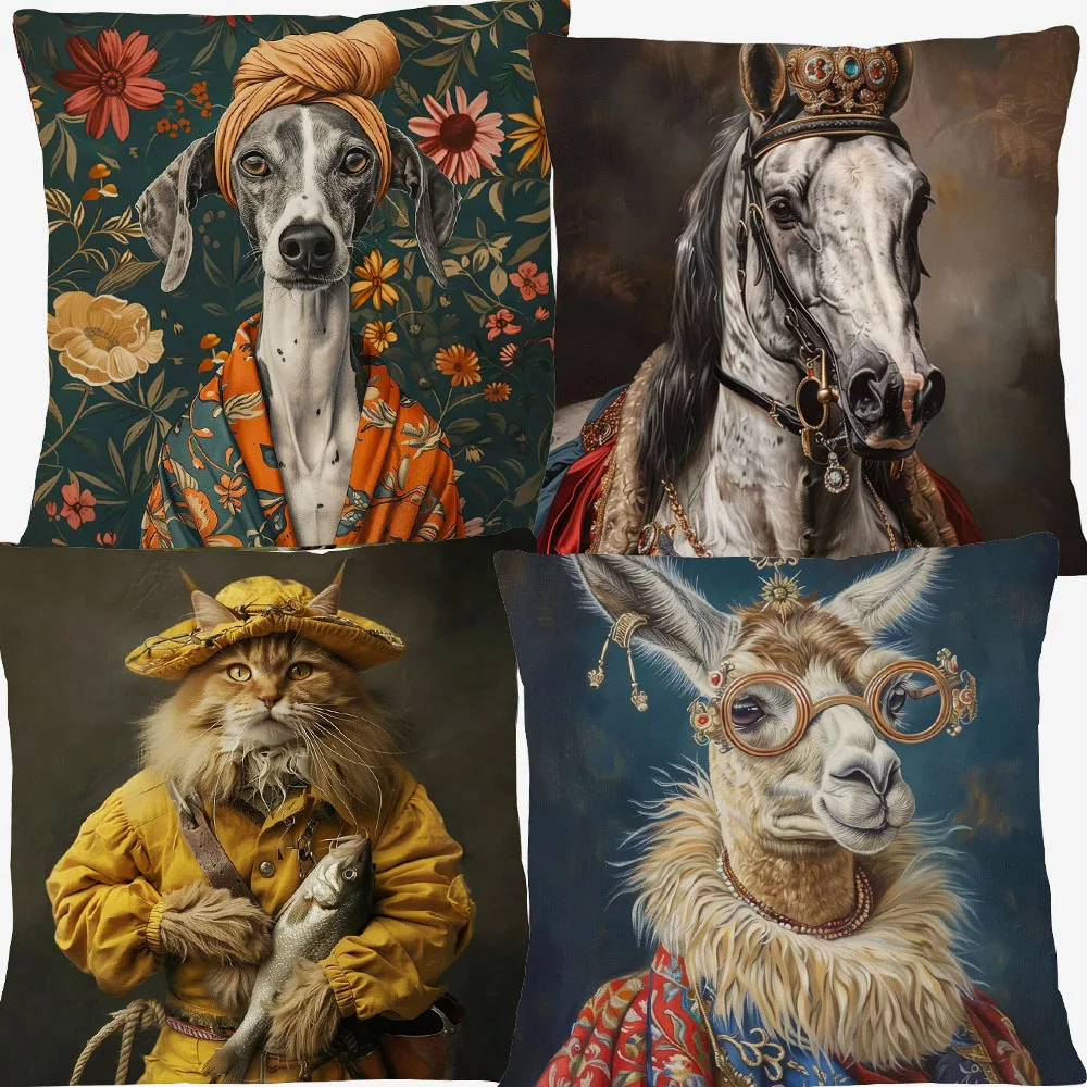 European Vintage Funny Animals Greyhound Stag Giraffe Bull Dog Horse ...