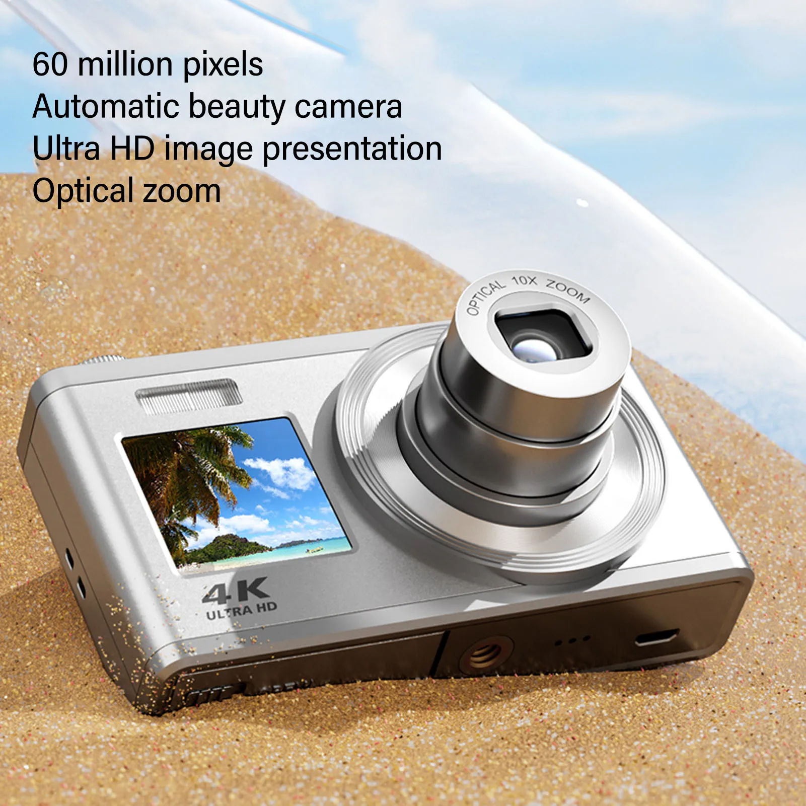 4K Digital Camera 2.88in IPS Screen Auto Focus 10X Optical Zoom 6X ...