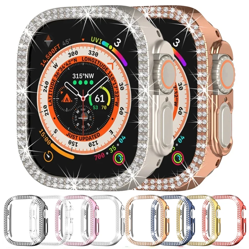 Diamond-Case-For-Apple-Watch-Ultra-2-49mm-Bling-PC-Women-Crystal-Frame ...
