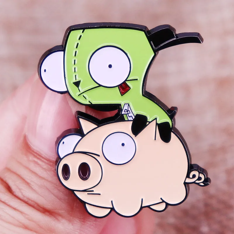 Invader Zim Enamel Pins Pig Funny Alien Lapel Pin Shirt Bag Badge ...