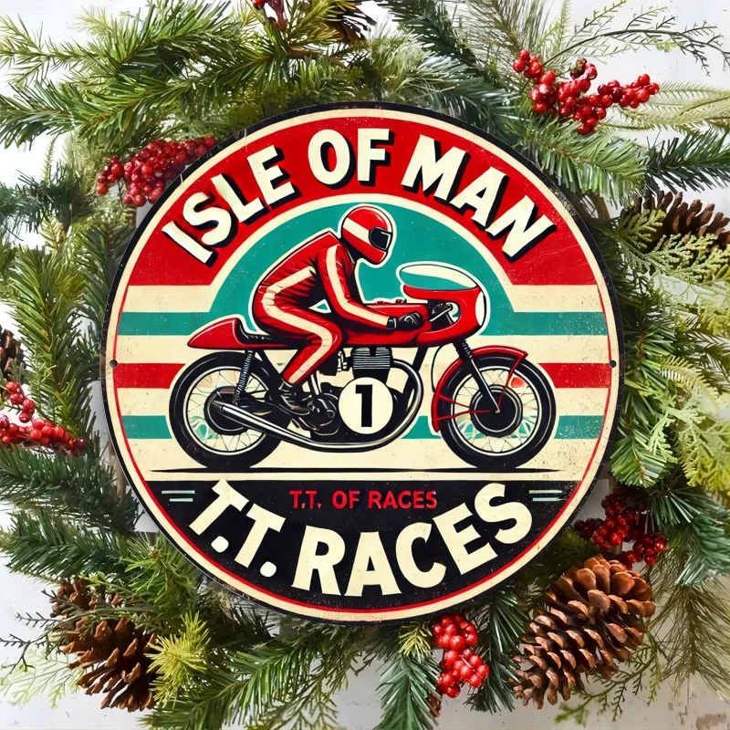 Vintage Isle of for Man TT Race Circular Metal Sign, 20.32x20.32 cm ...