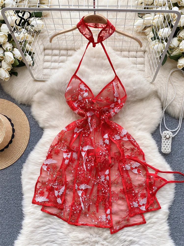 SINGREINY-Sheer-Halter-erotik-gecelikler-kad-n-nak-Cheongsam-ince ...