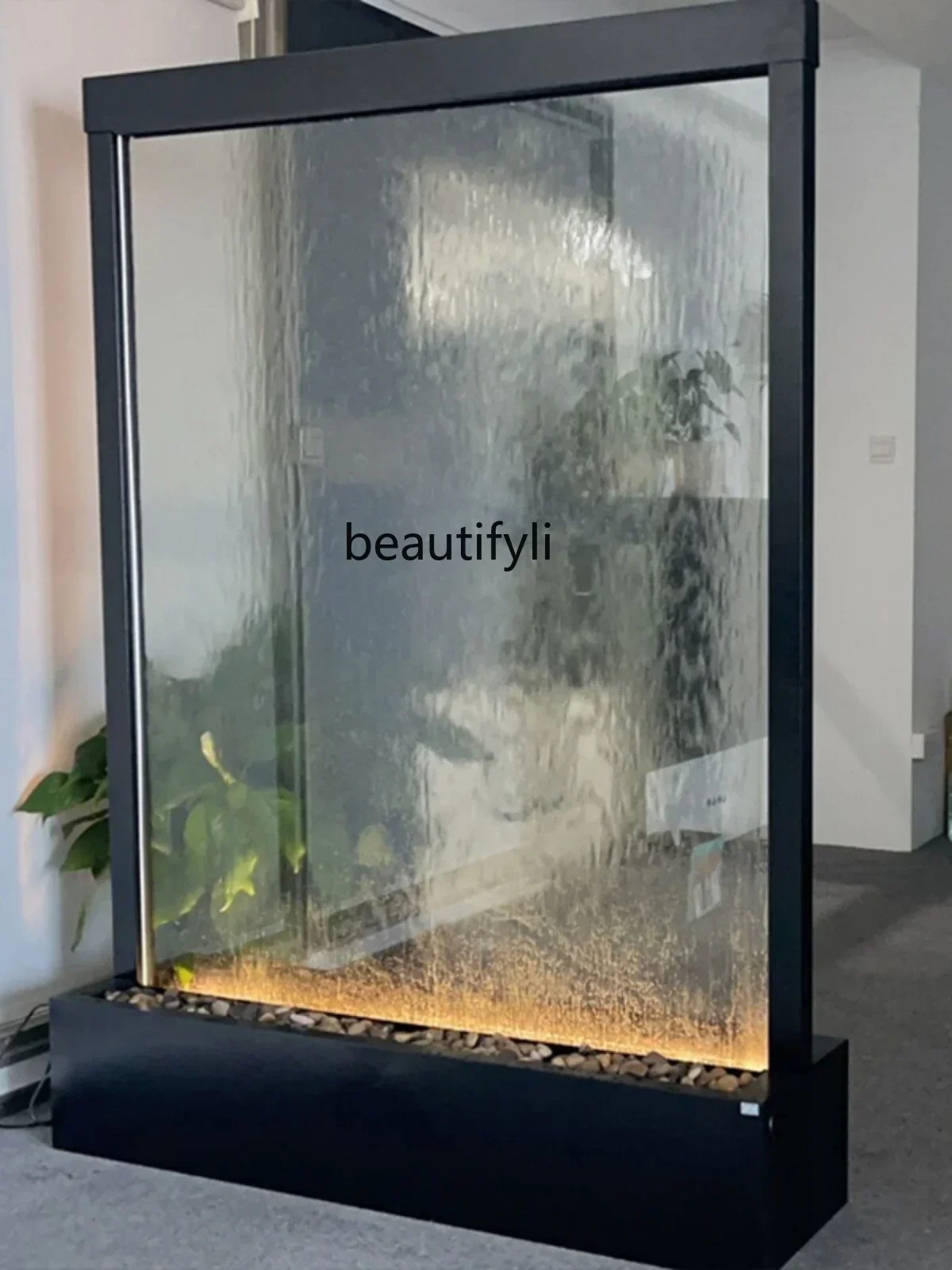 Glass Stainless Steel Water Curtain Wall Fountain Indoor Partition ...
