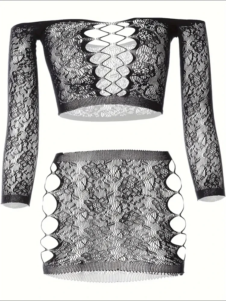 2pcs-Seductive-Fishnet-Lingerie-Set-High-Elasticity-Hollow-Out-Mesh-Bra ...