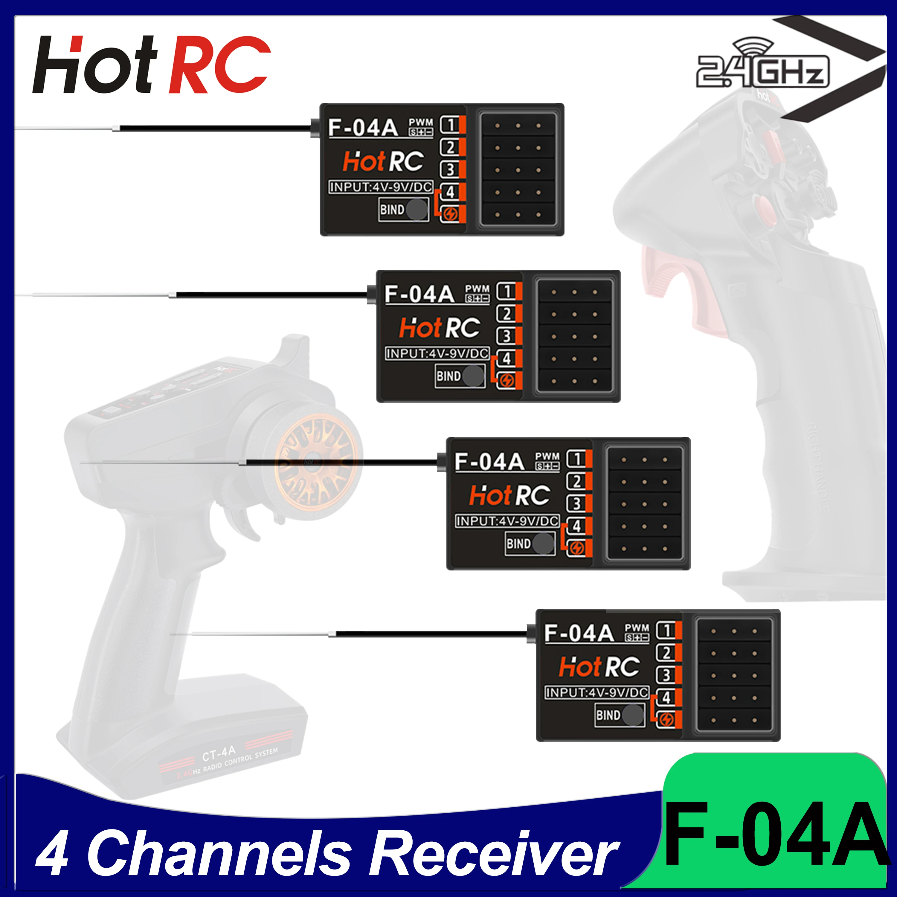 HOTRC 4CH 4 Channel F-04A Receiver Radio Control 2.4GHZ FHSS System 4V ...
