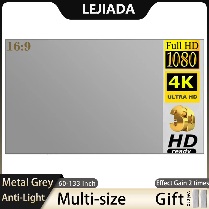 LEJIADA Metal Anti-Light 16:9 Scale Projector Screen 60 84 100 120 133 ...