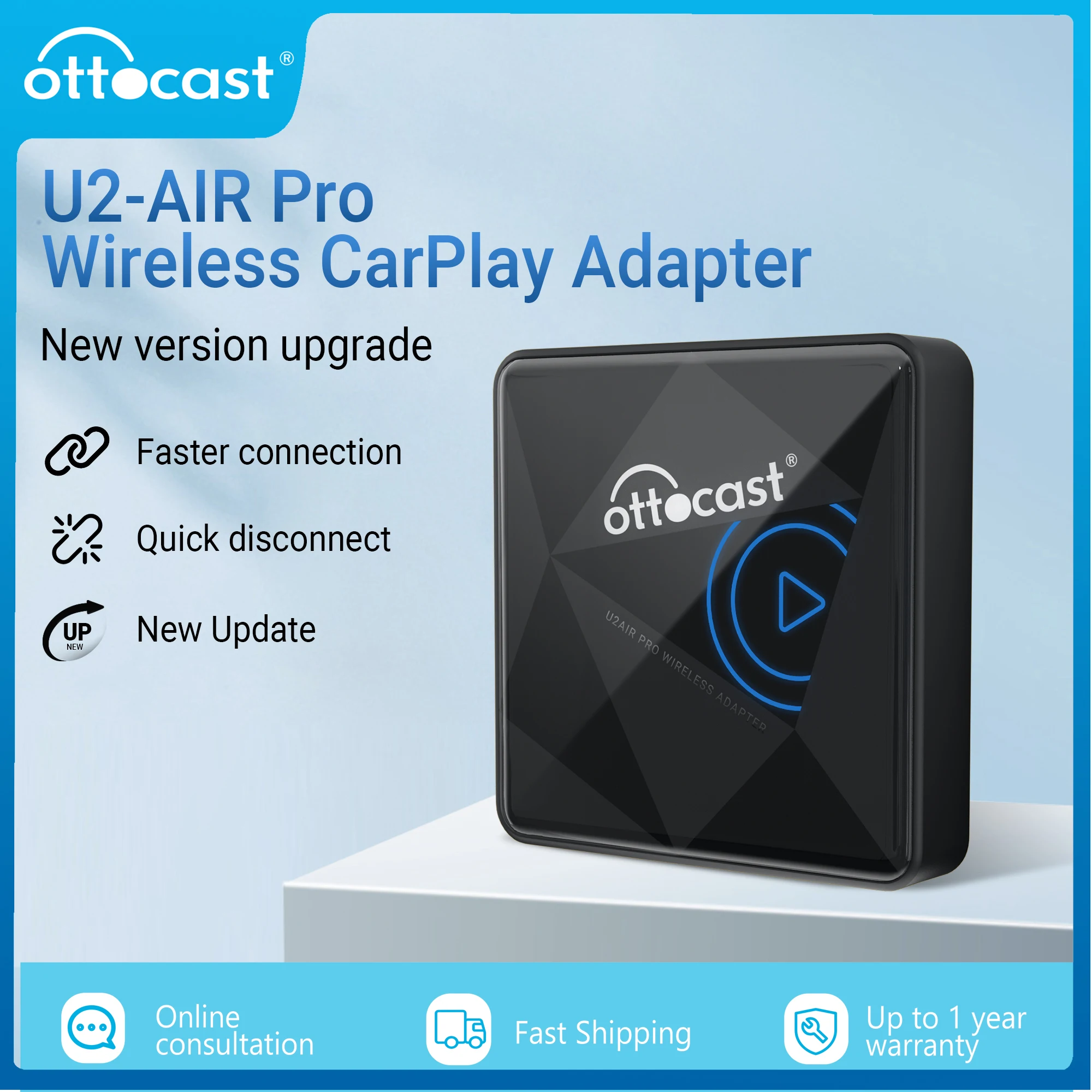 OTTOCAST-Adaptador-de-CarPlay-inal-mbrico-U2-Air-PRO-con-cable-Dongle-Bluetooth-Wifi-USB ...