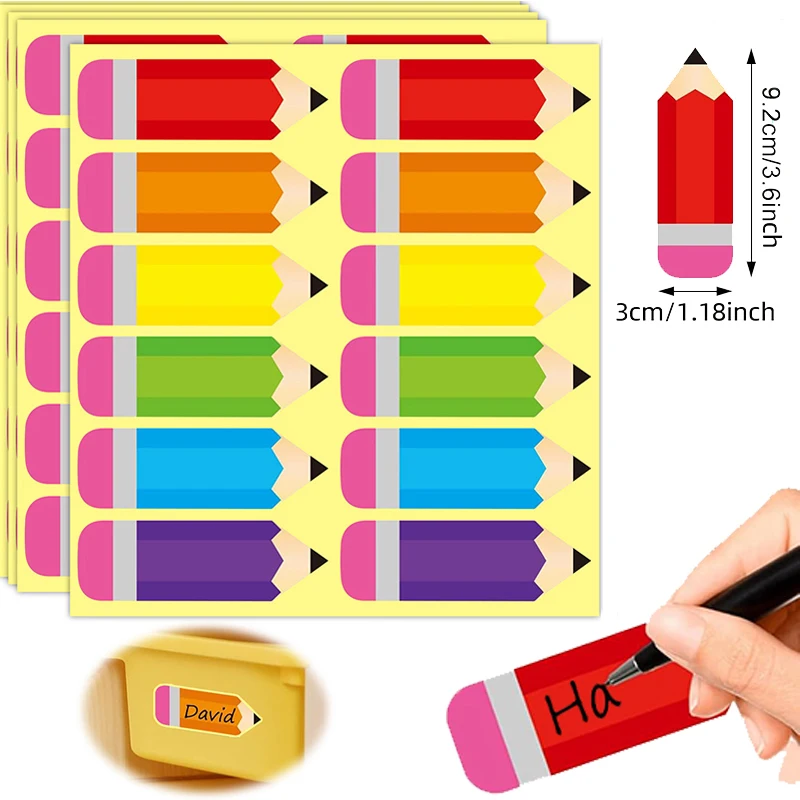 Colorful Pencils Name Tags Pencil Nameplate Stickers Classroom Bulletin ...