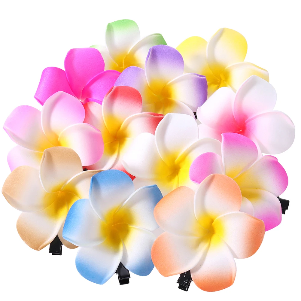 12pcs Hair Clip Flower Hairpin Simulate Hawaiian Flower Clip Bridal ...