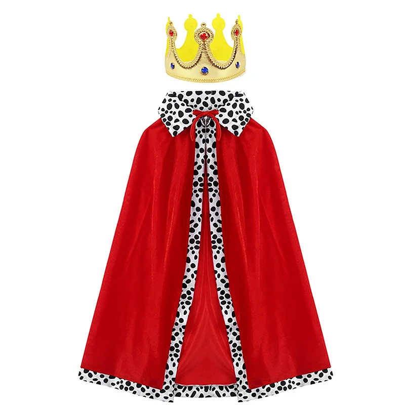 Kids-King-Emperor-Halloween-Costume-Red-Cloak-King-Prince-Robe-Crown ...
