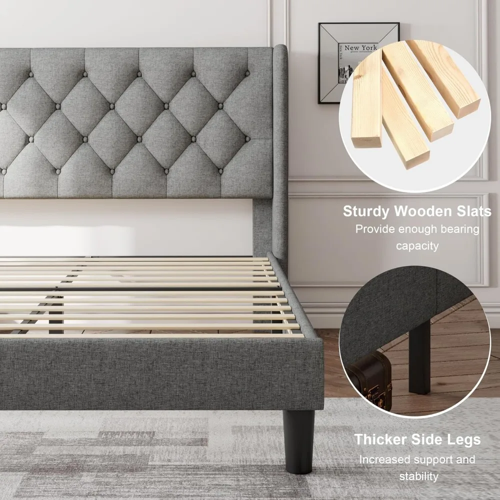 Blackstone grand upholstered button tufted triburner platform bed