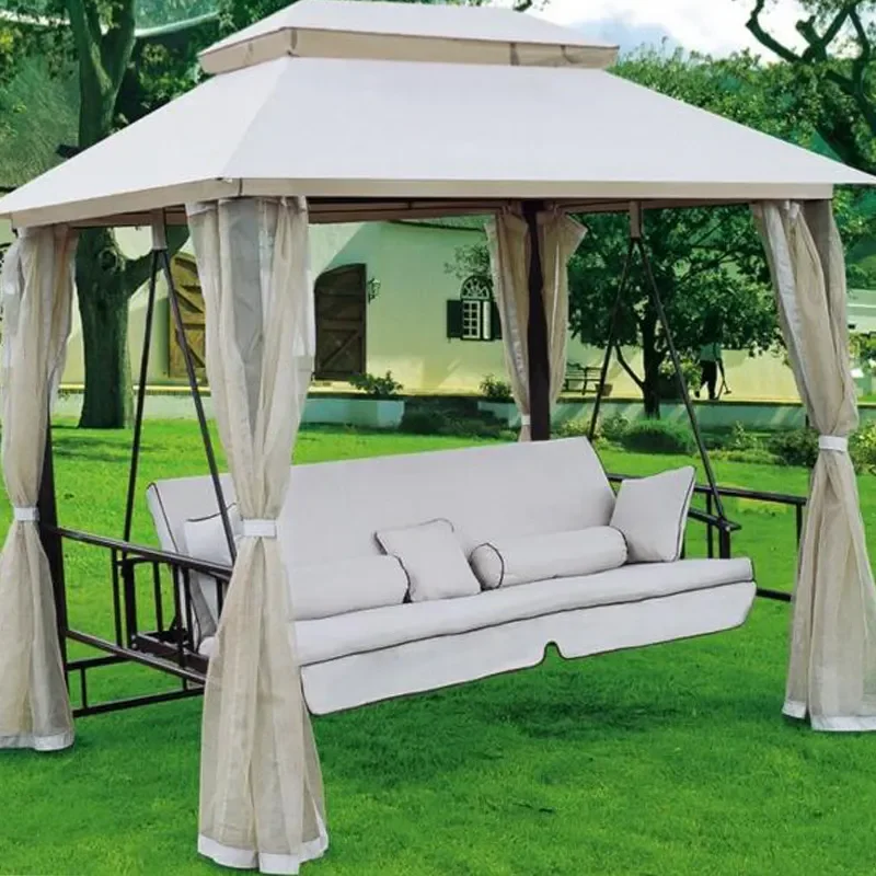 Modern Furniture Garden 3 Seats Outdoor Patio Swing Iron Steel Frame ...