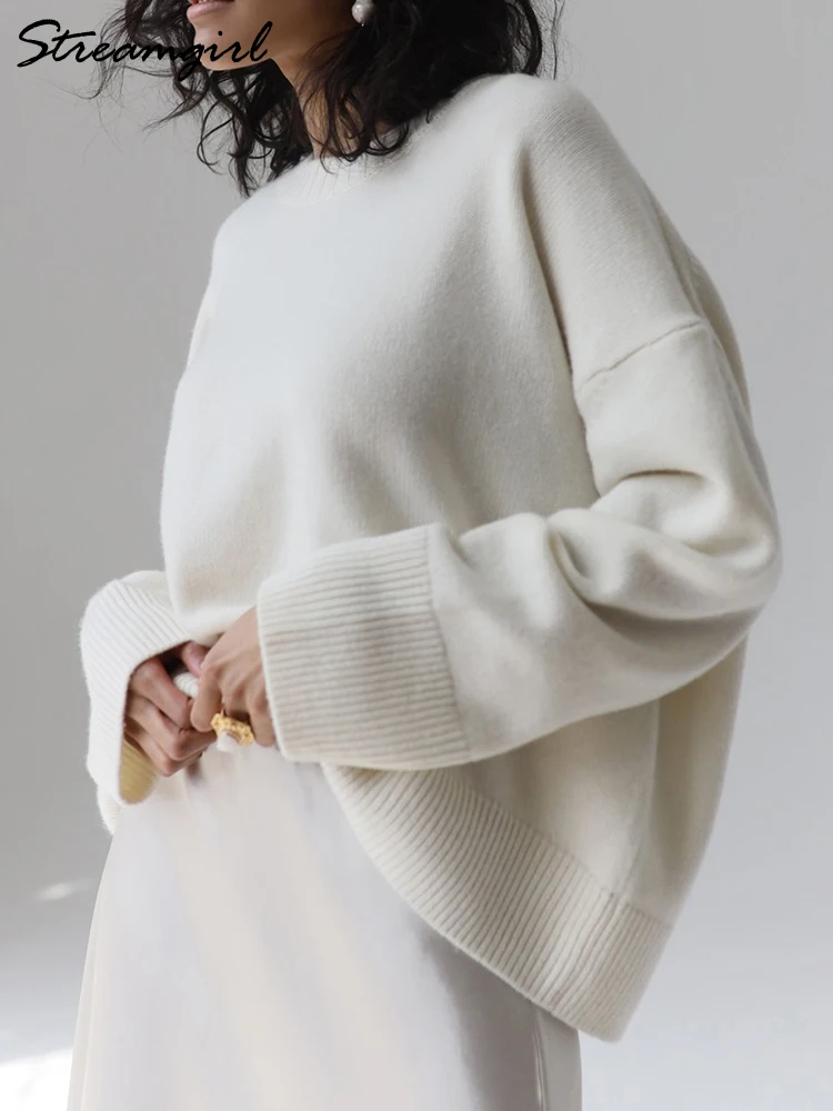 Basic-Sweaters-For-Women-Oversize-O-Neck-Knitted-Pullovers-Autumn ...