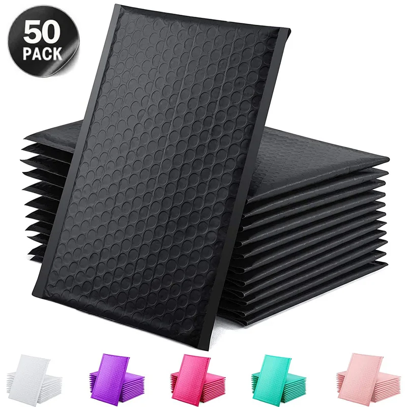Matte Black Poly Bubble Mailer | Black Bubble Padded Envelope - 50pcs ...