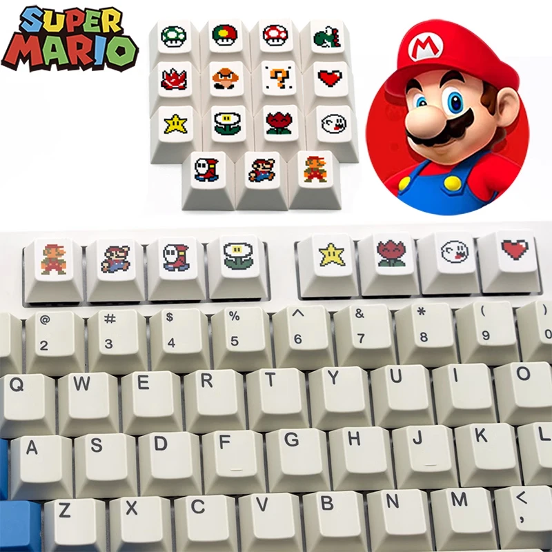 Super Mario Bros PBT Anime Keycap dos desenhos animados, sublimação ...