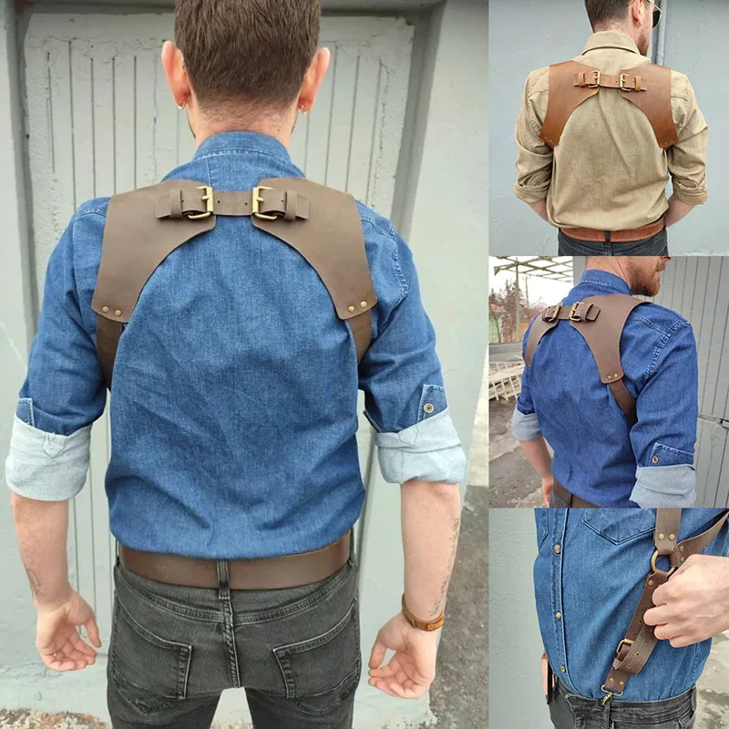 Medieval Steampunk Retro Leather Suspender Men Shoulder Harness Belt ...
