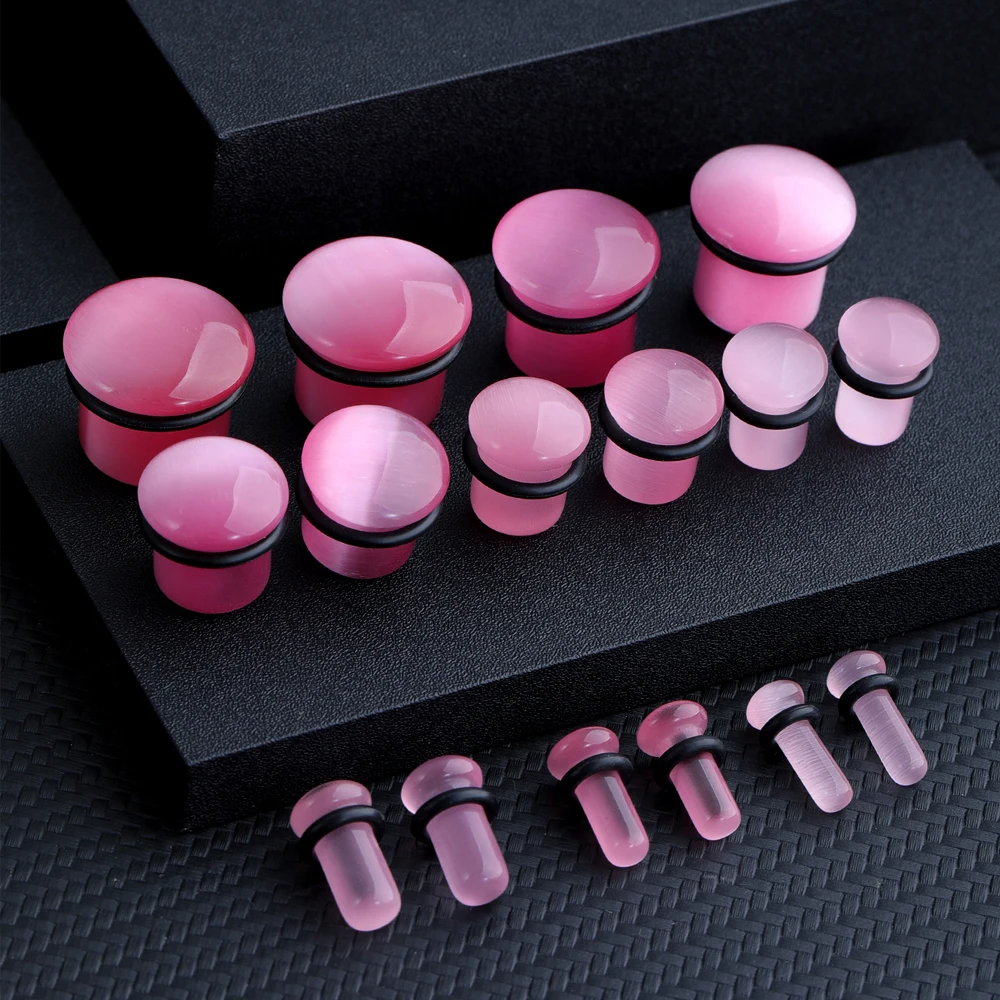 2pcs-Jelly-Pink-Quartz-Stone-Ear-Plugs-and-Tunnels-Single-Flared-Stone ...