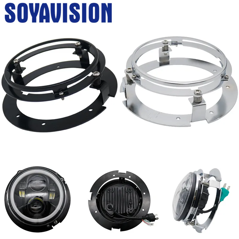Black/ silver 5 3/4" 5.75 inch Headlight Bracket Kit /housing for ...