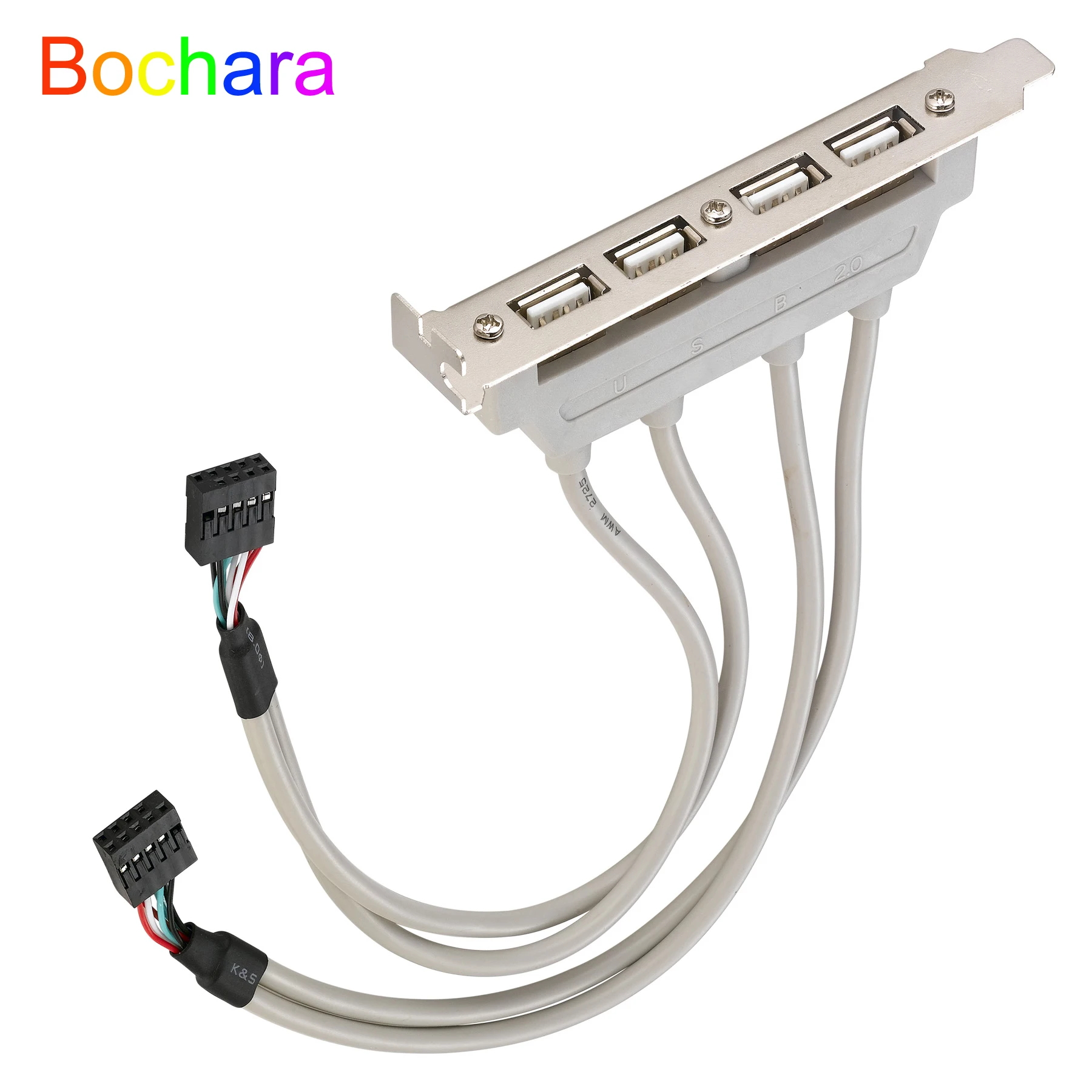 Bochara-Dual-9pin-Header-to-4-Ports-USB-2-0-Female-Cable-Back-PCI-Panel ...
