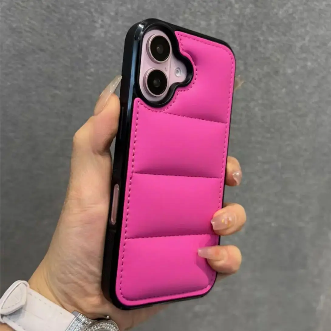 Luxury Liquid Soft Down Jacket Candy Color Case For iPhone 16 15 14 ...