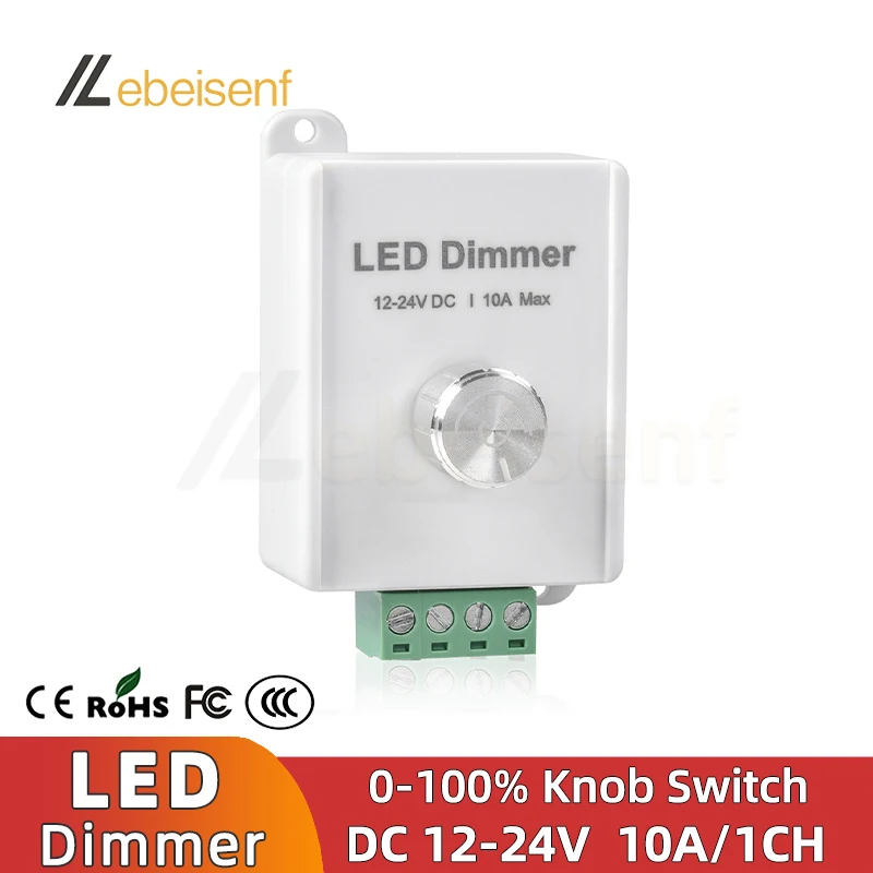 New-Mini-LED-Knob-Dimmer-DC-12V-24V-10A-1-Channel-Lighting-Controller ...