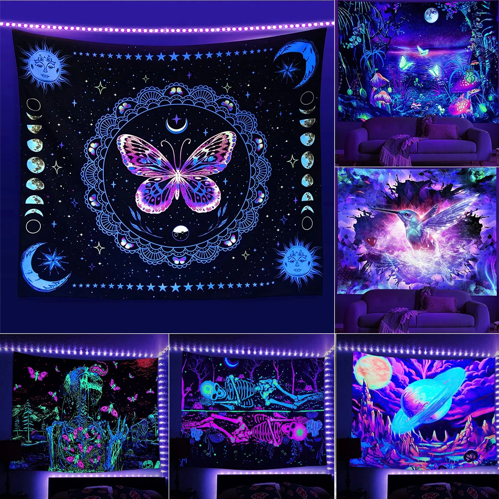 Black-Light-Tapestry-Hippie-UV-Reactive-Psychedelic-Tapestry-Wall ...