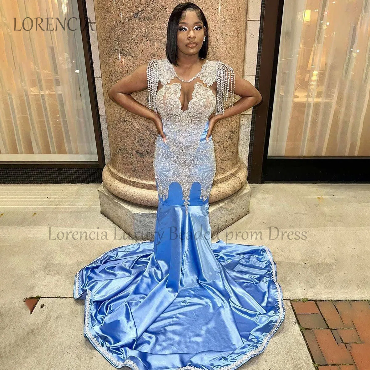 Glitter-Luxury-Prom-Dresses-Black-Girl-Sequins-Diamond-Lace-Tassel ...