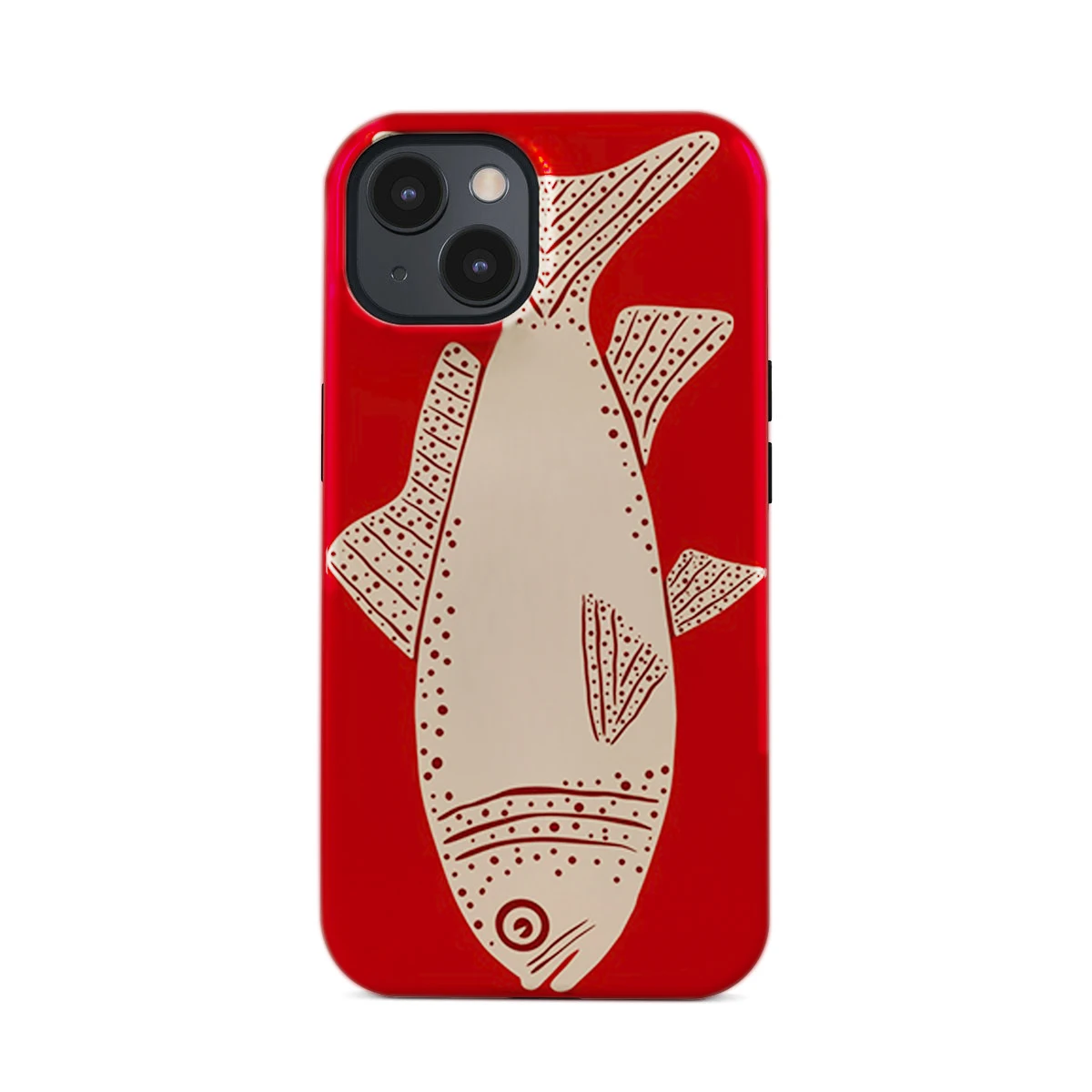 Clmj Red Fish Pattern Phone Case for iPhone 16 15 14 13 12 11 X XS XR ...