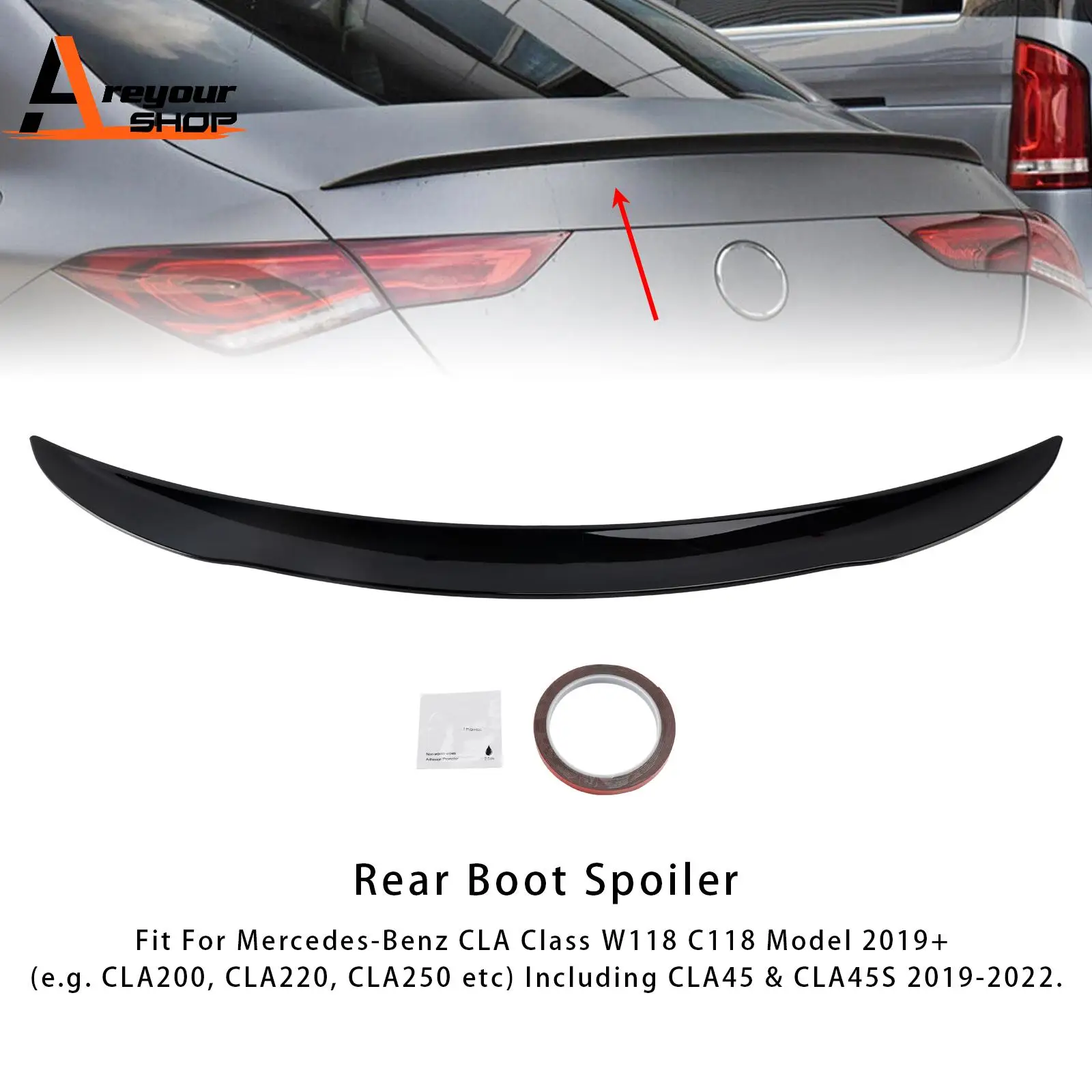 Gloss Black Rear Boot Spoiler for Mercedes-Benz CLA-Class W118 C118 ...