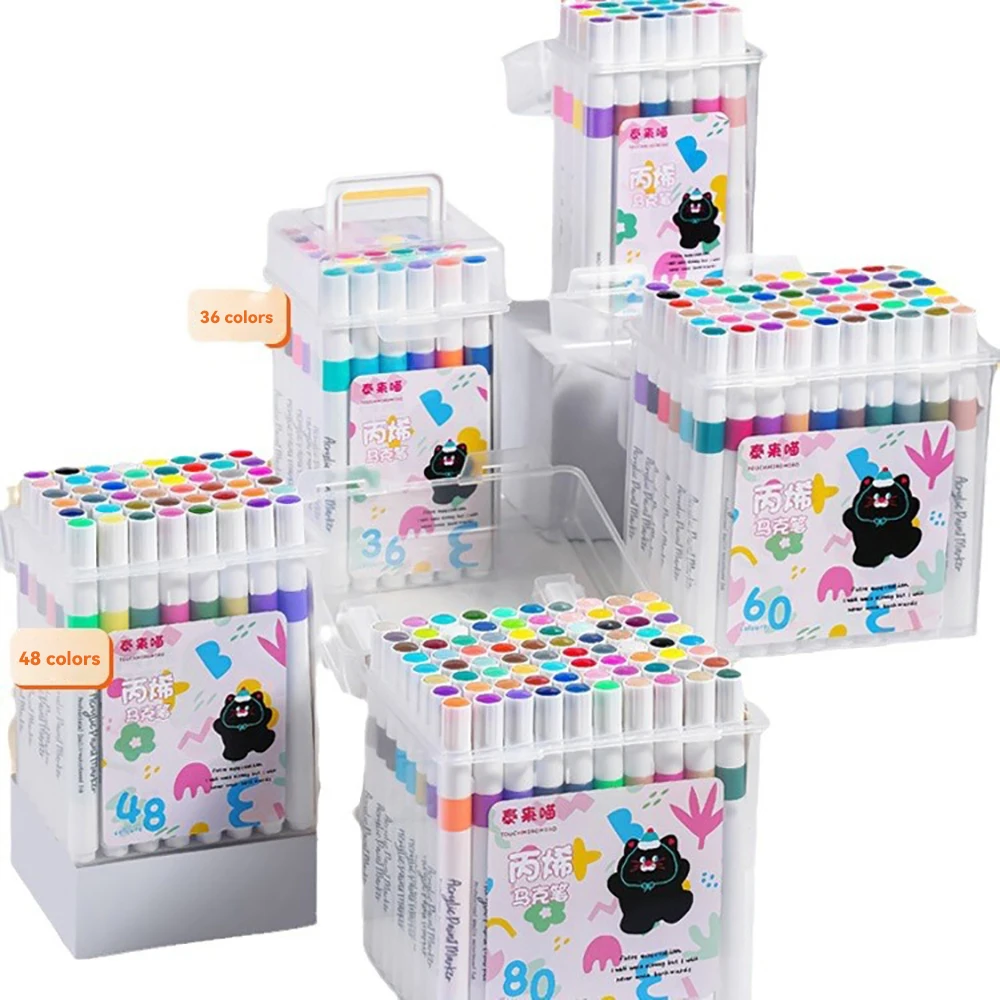 24-80-Color-box-Acrylic-Marker-Pen-Rock-Painting-Set-for-Kids-Stone ...