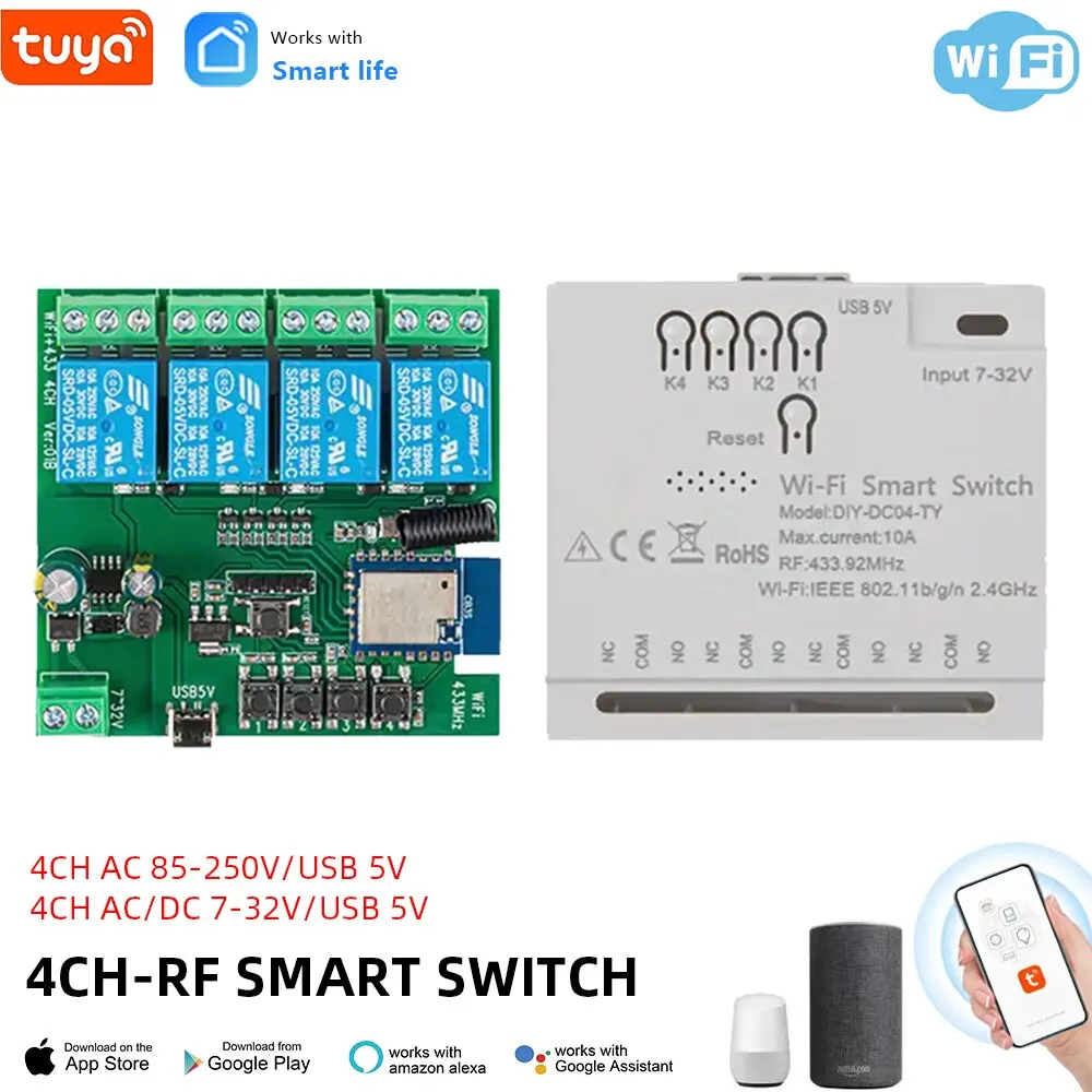 4CH-Tuya-Smart-Switch-220V-WIFI-Module-Remote-Control-USB-5V-12V-24V-85 ...