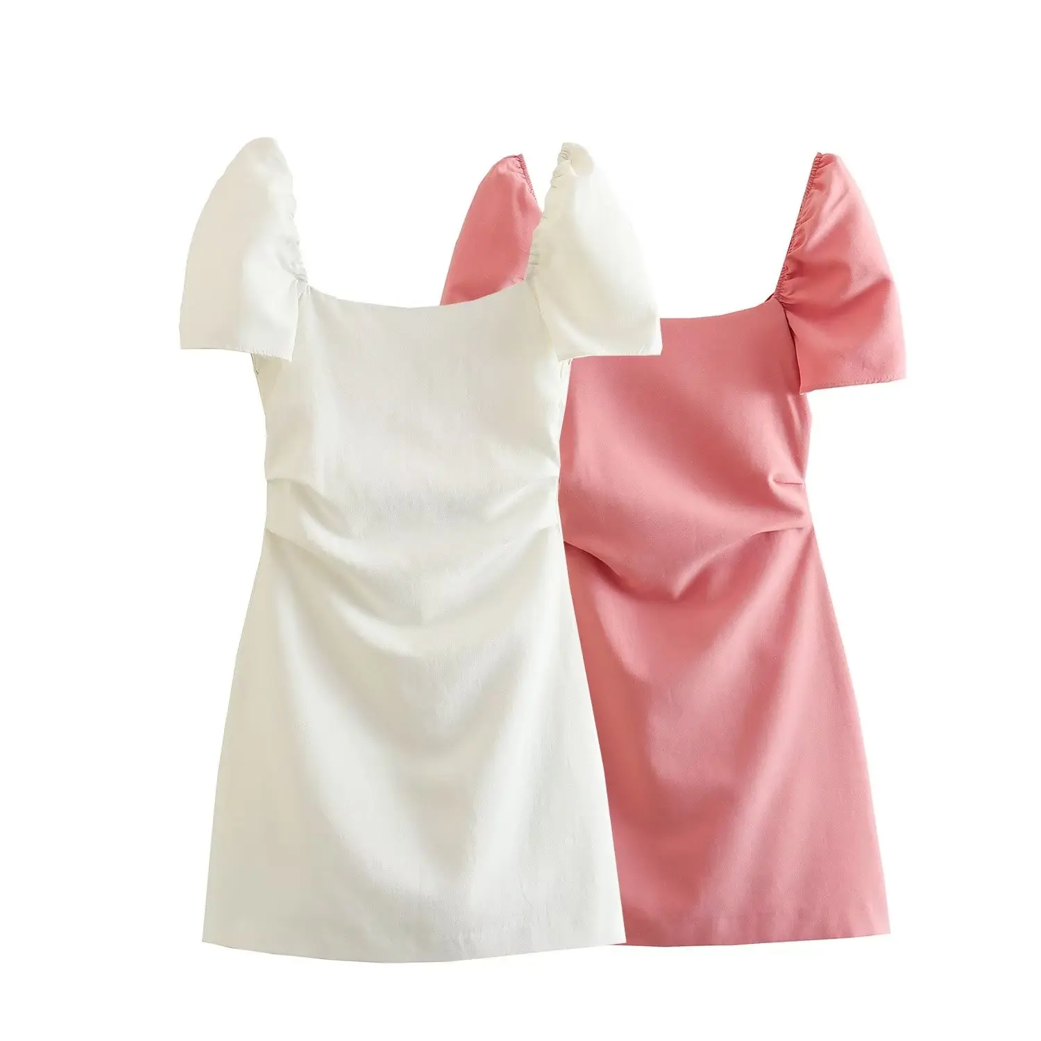 MsOrodi-Vestido-corto-de-lino-para-mujer-minivestido-Sexy-de-manga-corta-con-cuello-cuadrado ...