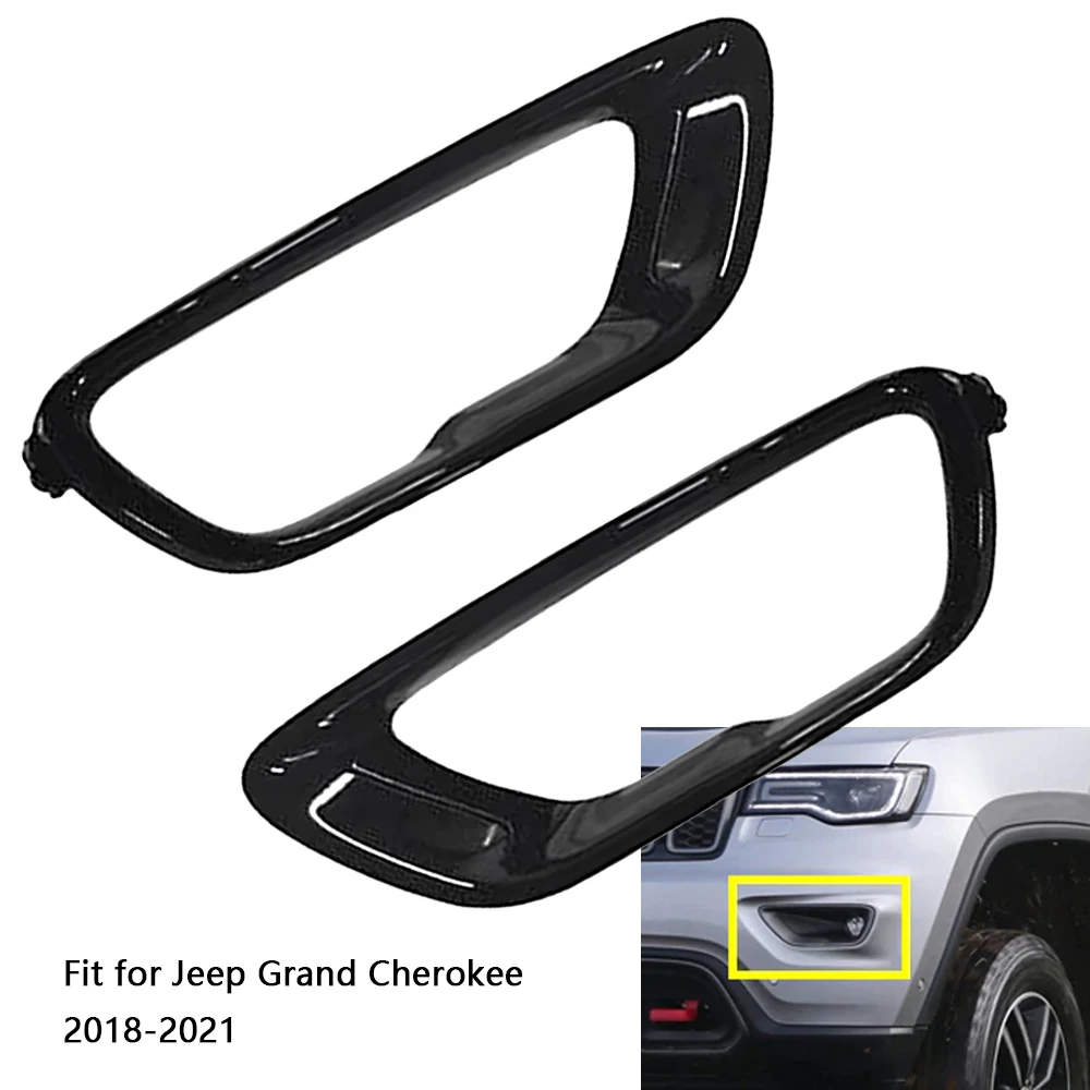 1-Pair-Front-Fog-Light-Lamp-Cover-Trim-Left-Right-Black-For-Jeep-Grand ...