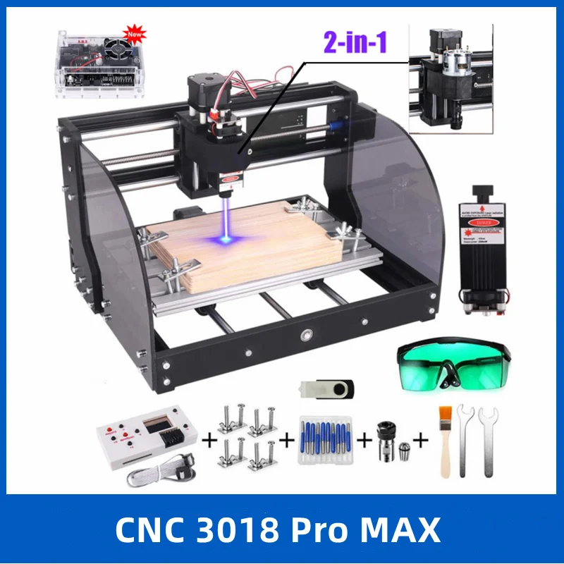 20w Cnc 3018 Pro Max Laser Engraver Grbl Diy 3axis Pbc Milling Laser ...
