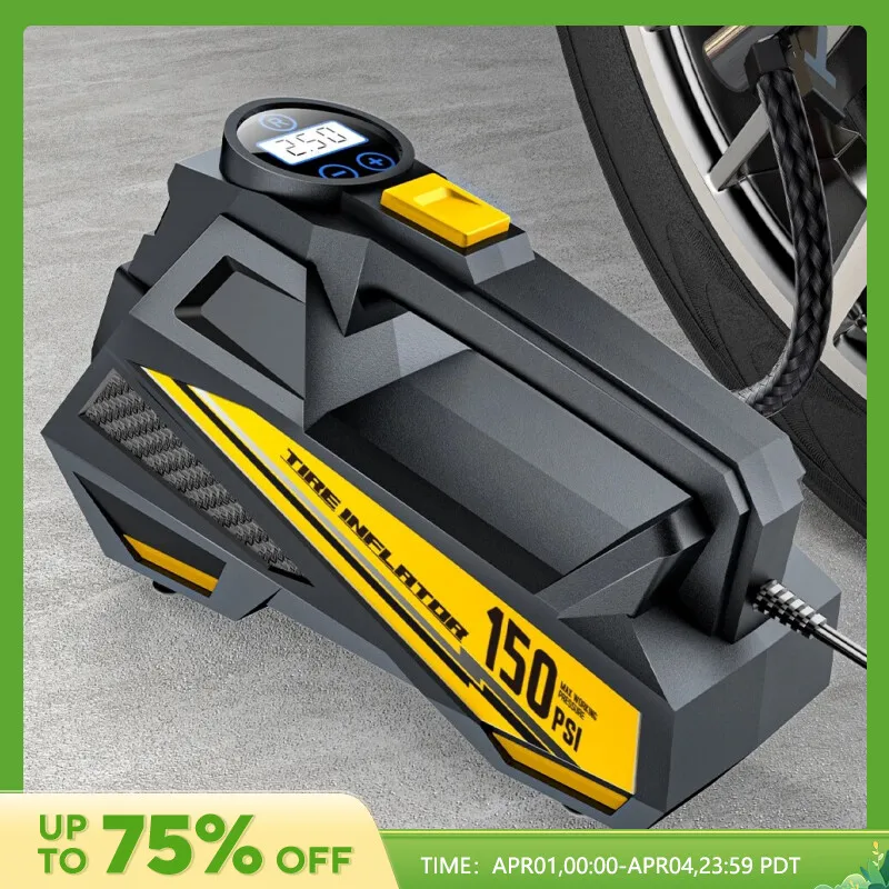 Corded-Portable-Car-Air-Pump-Upgraded-12V-150PSI-Electric-Tire-Inflator ...