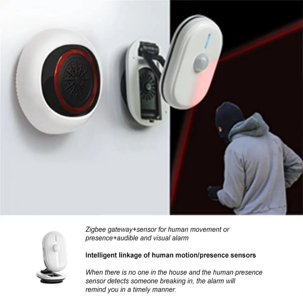 Tuya Zigbee 100DB Alarme Inteligente de Som e Luz Sensor Dois em Um ...