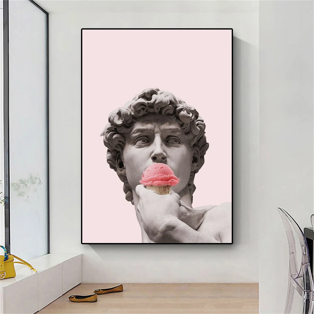 Modern-Greek-Statue-Funny-Wall-Art-Prints-David-Poster-Greece-Mythology ...