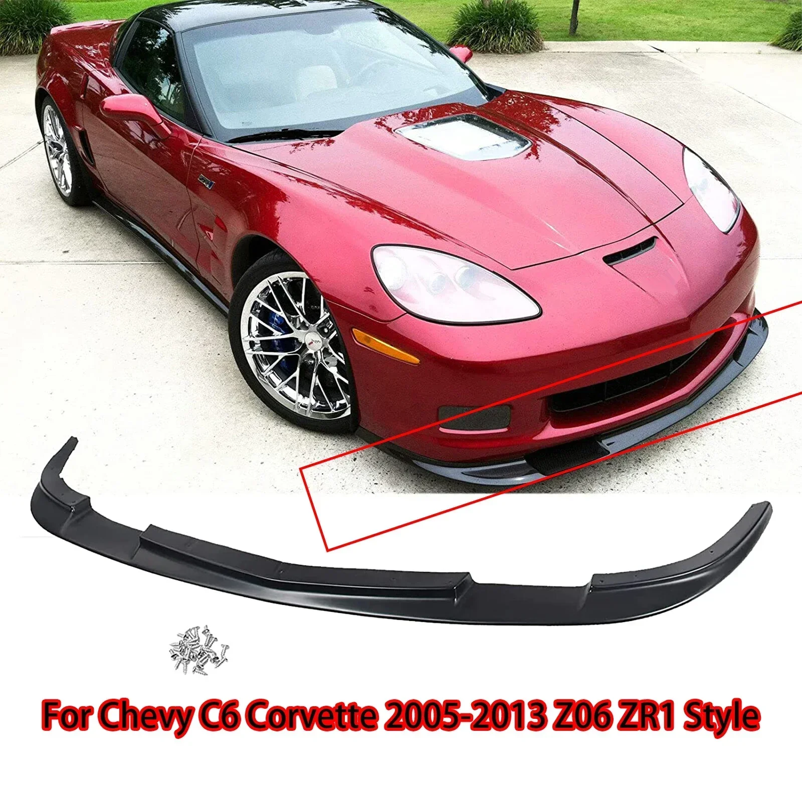 Car Front Bumper Lip Splitter Lip For Chevrolet Corvette C6 2005-2013 ...