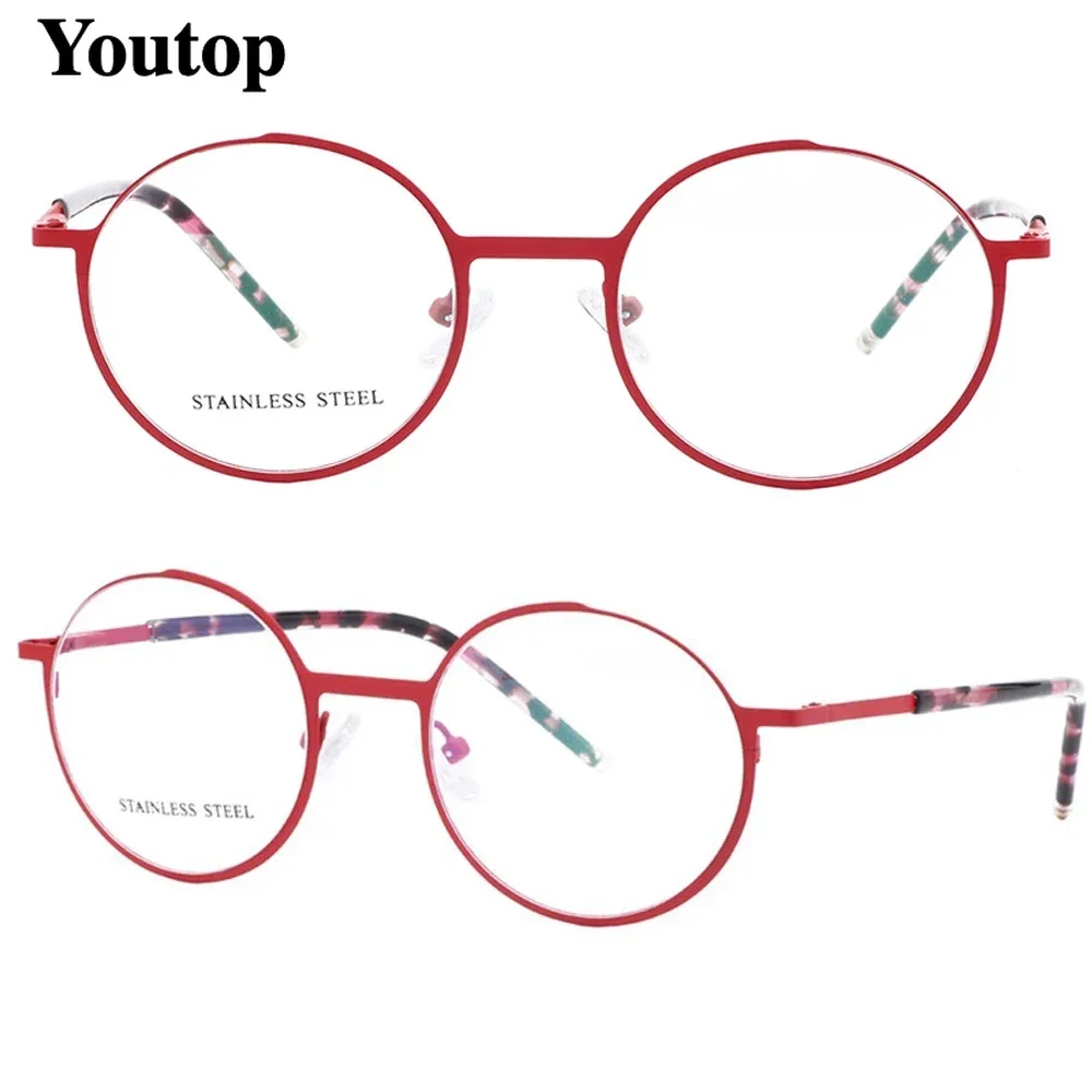 Pink Round Women Eyeglasses Frames for Women Optical Glasses Frames ...