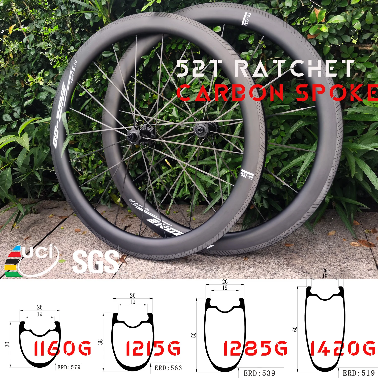 Carbon-Spokes-Rim-Brake-1160g-26mm-700c-Wheels-GOZONE-R315C-52T-Ratchet ...