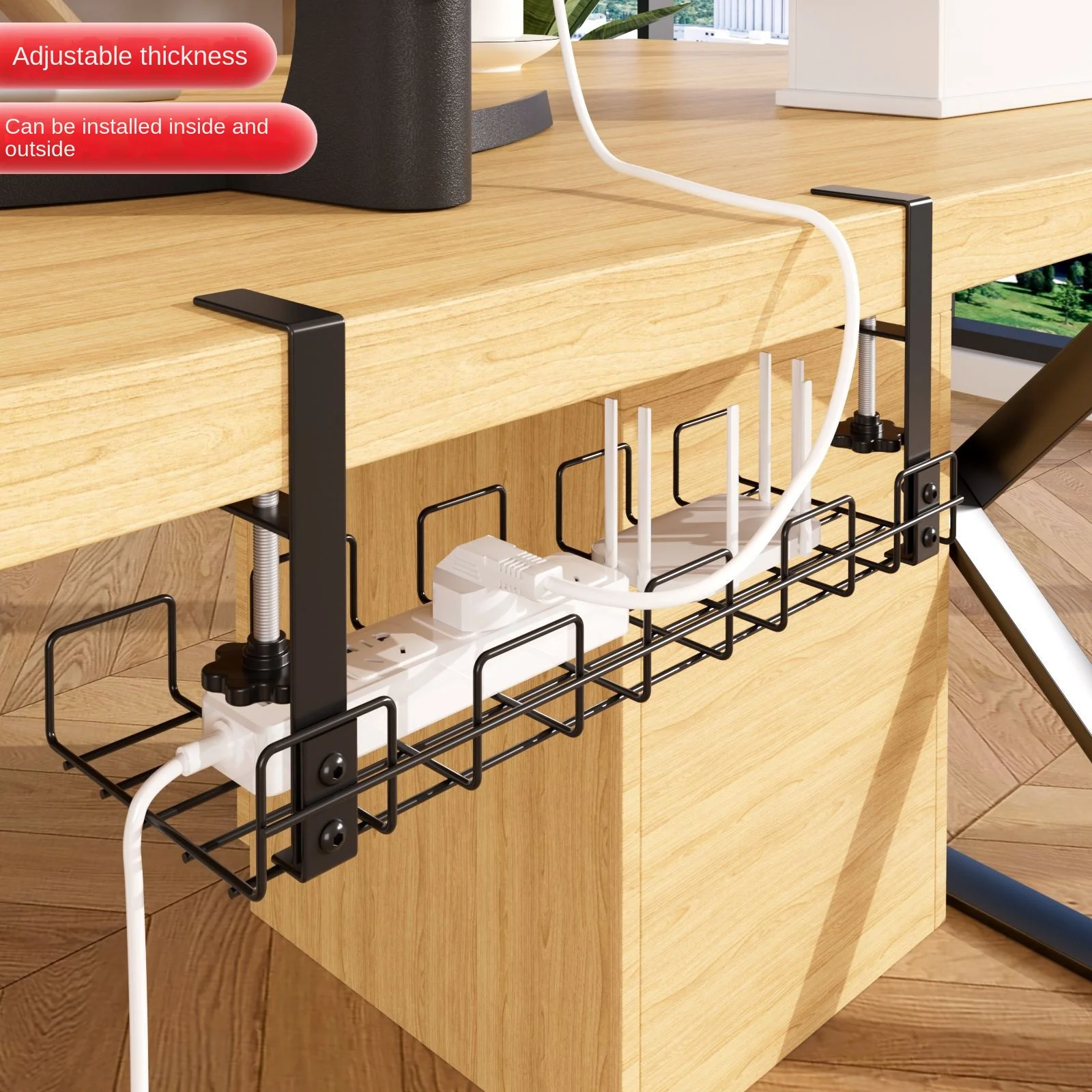 No-Punching-Under-Table-Desktop-Rack-Wire-Socket-Storage-Slot-Desk-Low ...