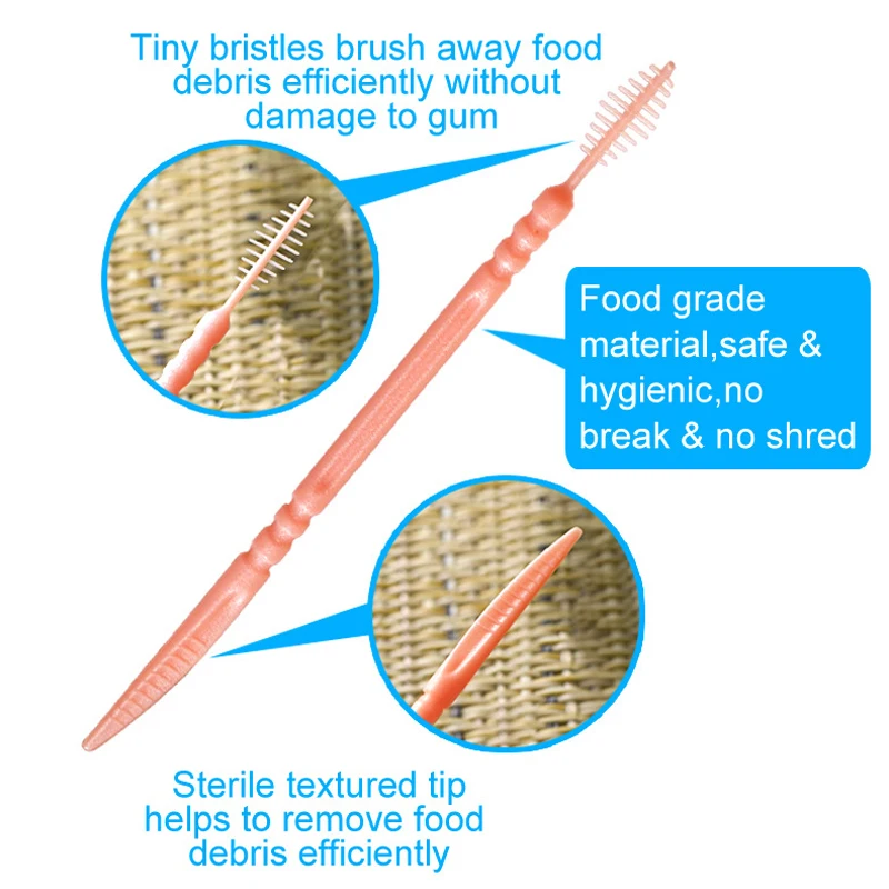 200pc/Box Double Head Toothpick Brush Dental Floss Interdental ...